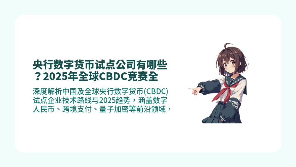 央行数字货币试点公司有哪些？2025年全球CBDC竞赛全景解析